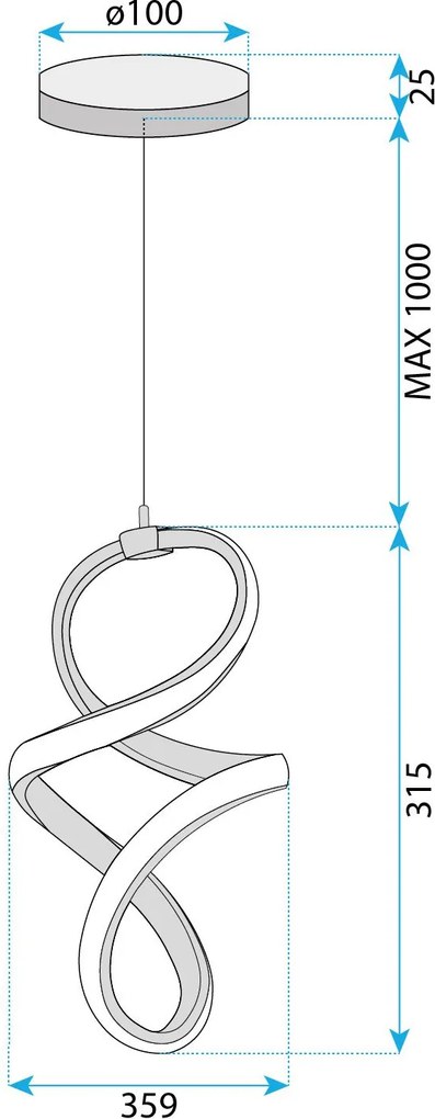 Toolight Toolight, LED závěsné svítidlo 24W, 4000K, 4500lm, G074-1CP, zlatá, OSW-08662