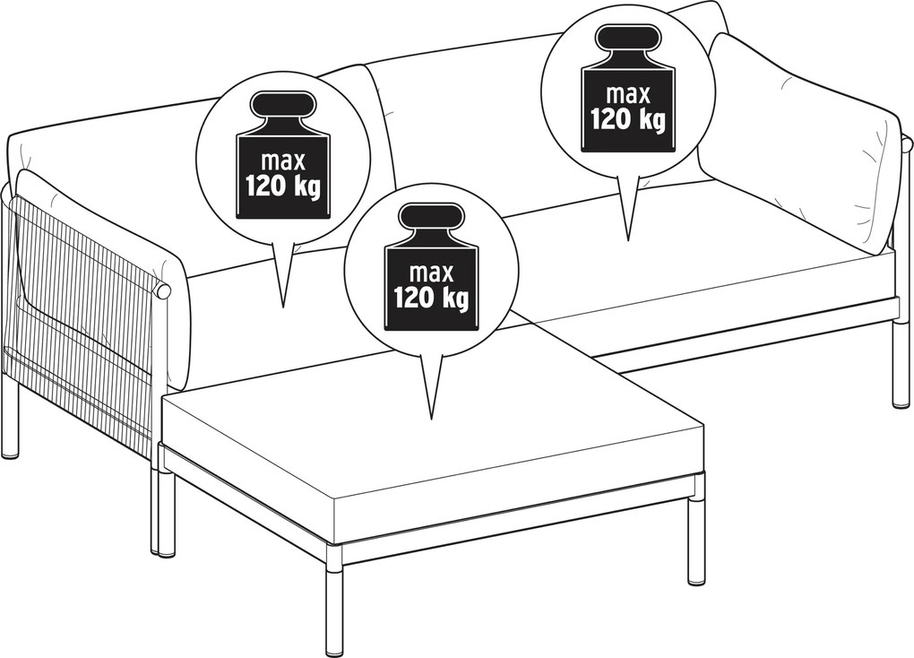Tchibo - Pohodlná zahradní pohovka se samostatnou podnožkou - barva: šedá