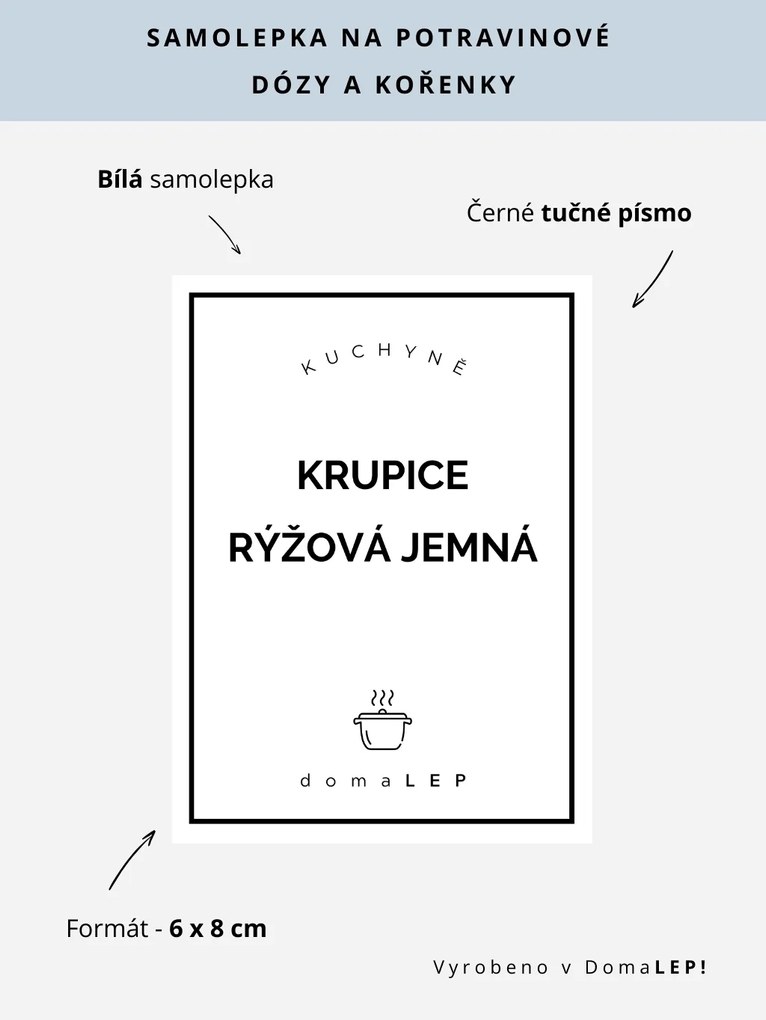 KRUPICE RÝŽOVÁ JEMNÁ - omyvatelná samolepka na dózu, výběr rozměrů Ø 5 cm / 5 x 5 cm / 6 x 8 cm | DomaLEP