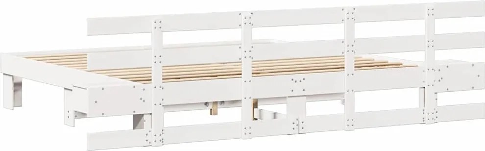 Rám postele s čelo Bílá 180 x 200 cm Masivní borové dřevo 3385680