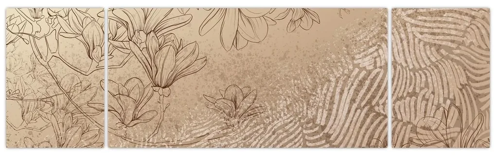 Obraz - Kreslené květy (170x50 cm) | BIANO