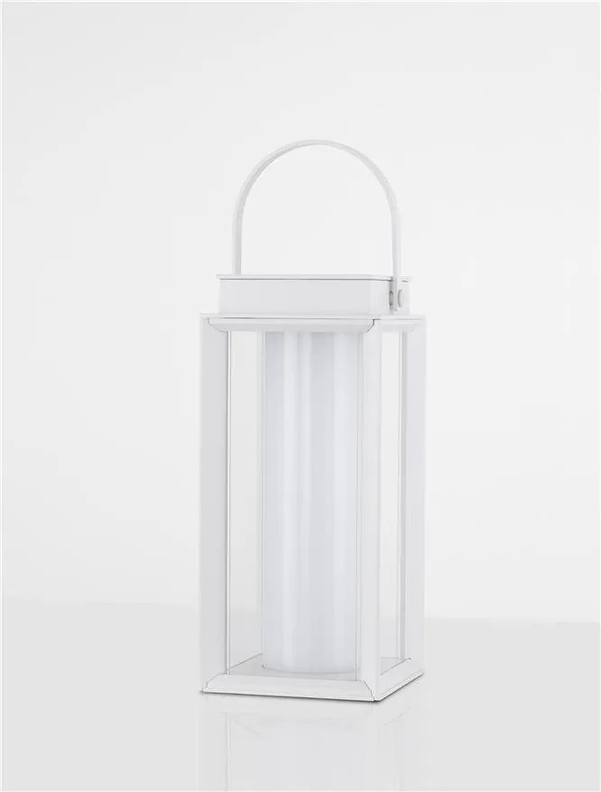 NV 9002861 Venkovní stolní lampa VERHAAL bílý hliník a čiré sklo LED 2W 3000K 3,7V 360st. IP54 solární / USB kabel / vypínač na těle - NOVA LUCE