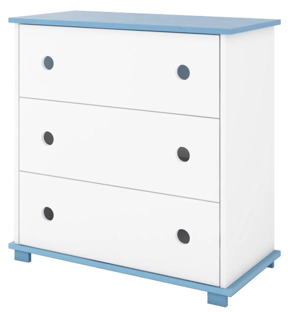 BabyBeds Dětská komoda - kolečka Barevné provedení: Modrá  nábytkářské lamino 80 cm x 48 cm x 87 cm