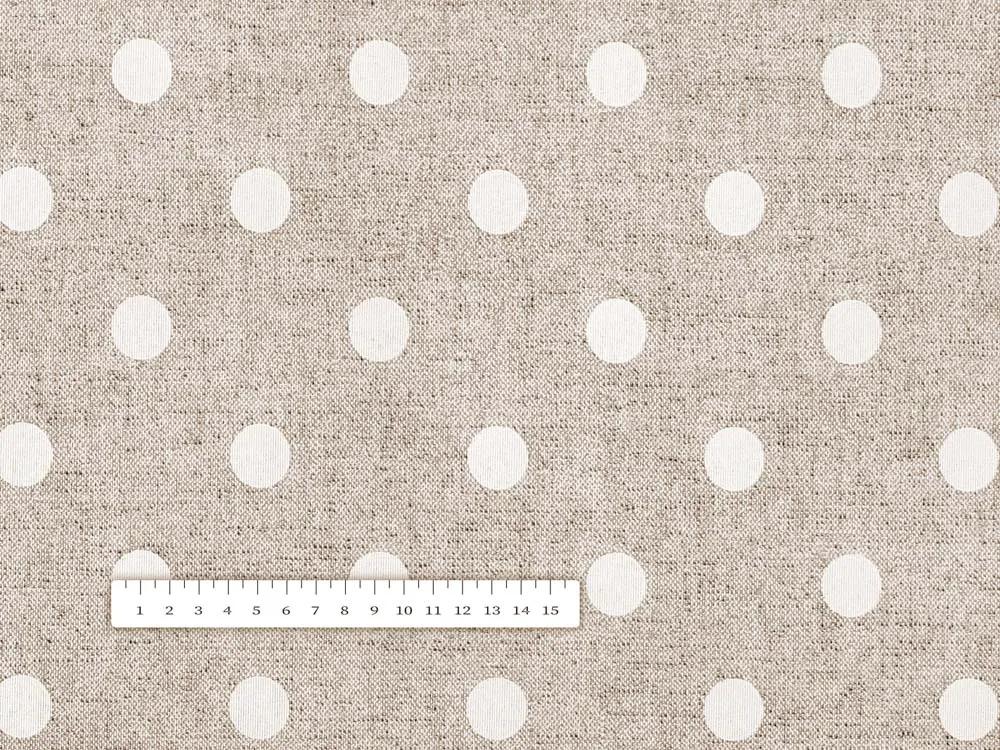 Biante Dekorační čtvercový ubrus Porto PRT-019 Bílé puntíky na béžovém režném 110x110 cm