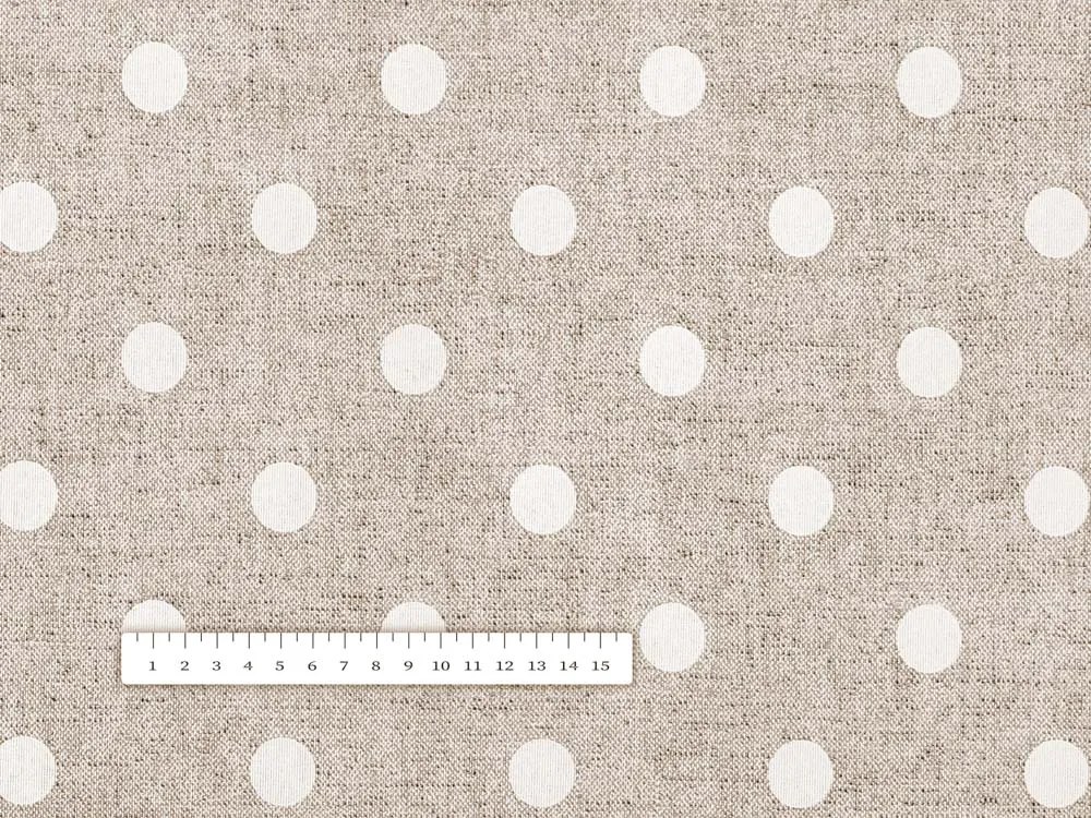 Biante Dekorační závěs Porto PRT-019 Bílé puntíky na béžovém režném 130x220 cm