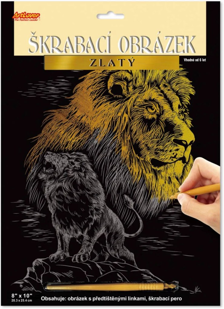 _Ostatní 1_ Obrázek vyškrabovací Zvířáta zlatý kreativní set se škrabacím perem 3 druhy 22988752