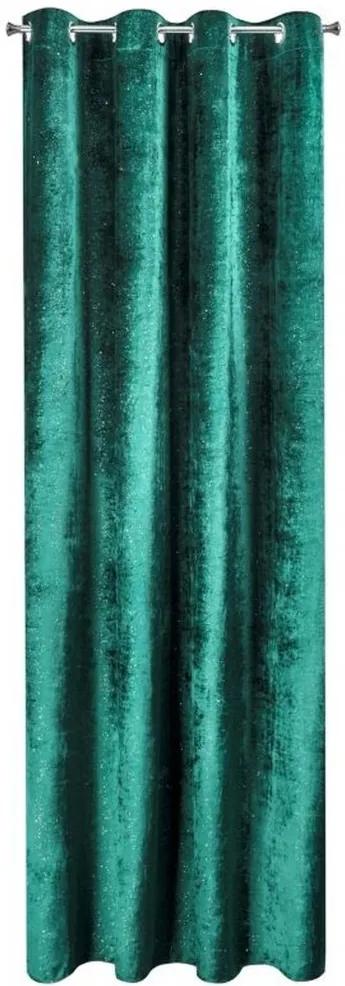 Elegantní třpytivý závěs na okno zelené barvy 140 x 250 cm Délka: 250 cm