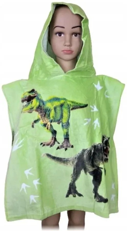 Dětské plážové pončo - osuška s kapucí a dinosaury