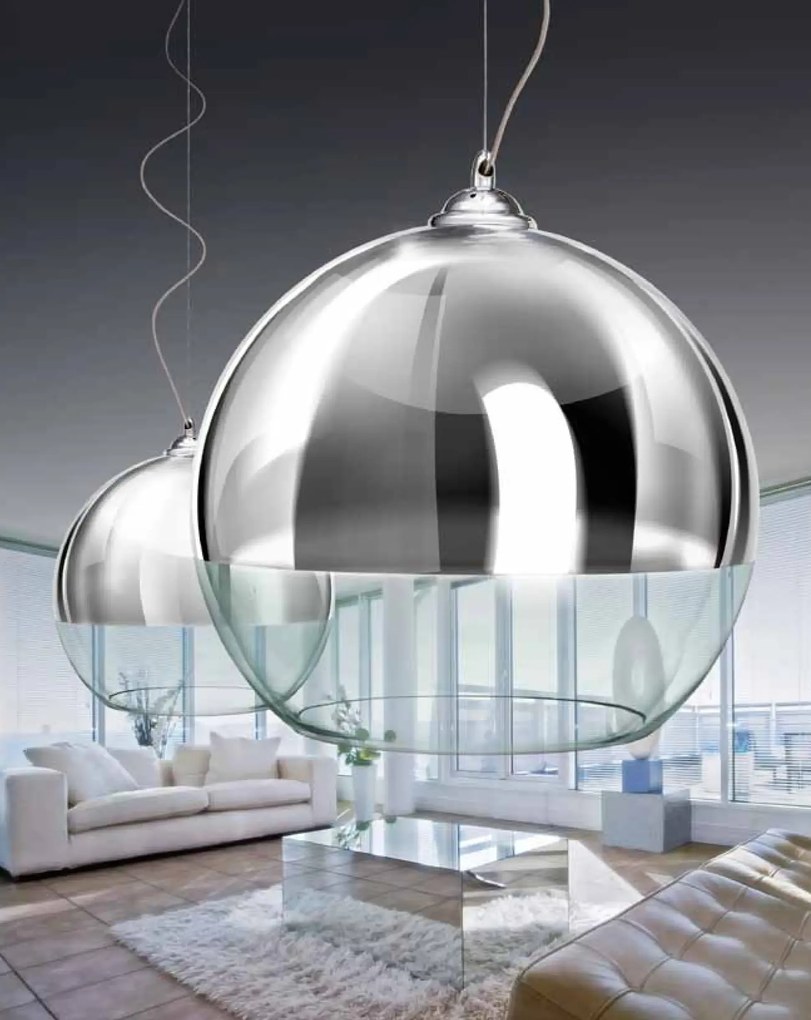 Industriální lustr Silver Ball 18