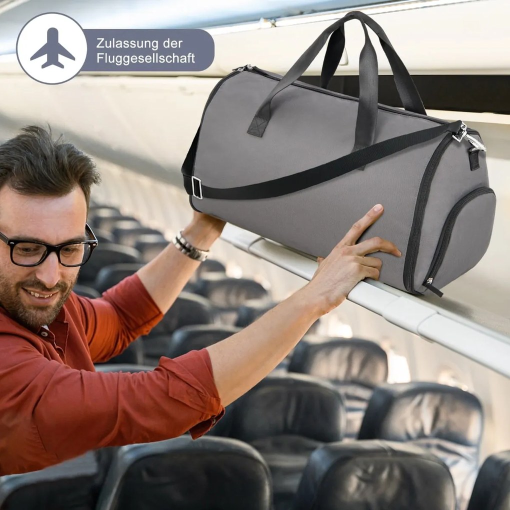 Costway Příruční taška s přihrádkou na boty a nastavitelným ramenním popruhem