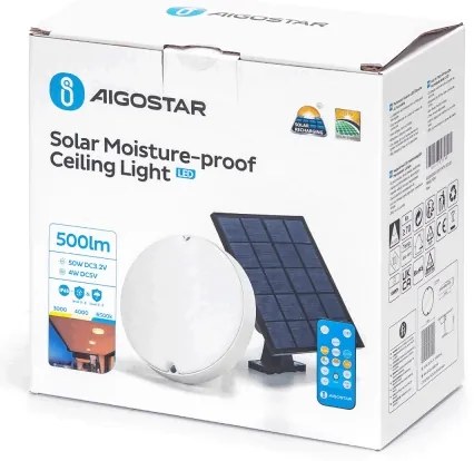 Aigostar - LED Solární stropní svítidlo LED/3,2V 3000K/4000K/6500K IP65 + DO