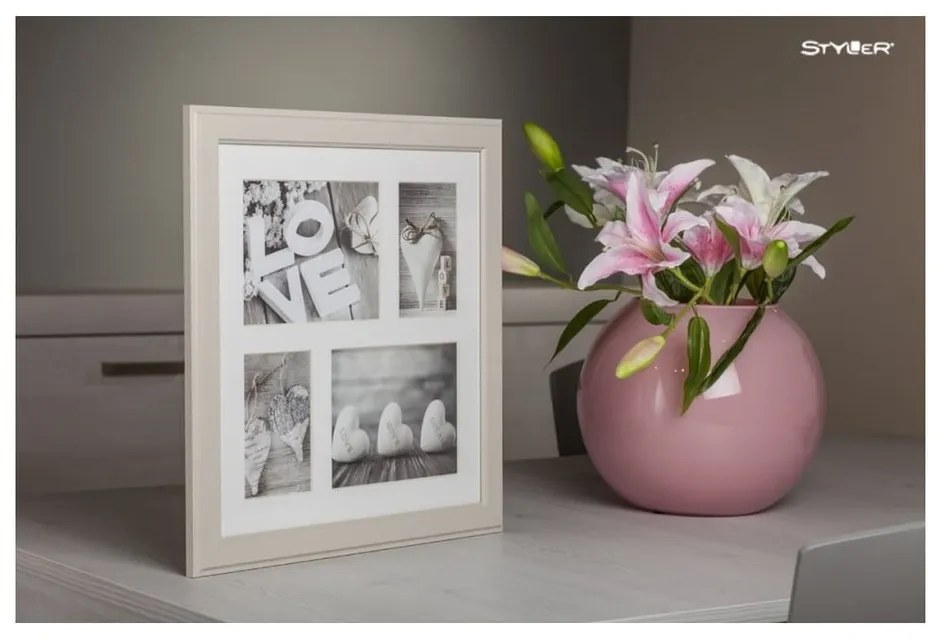 Béžový rámeček na 4 fotografie Styler Malmo, 39 x 39 cm