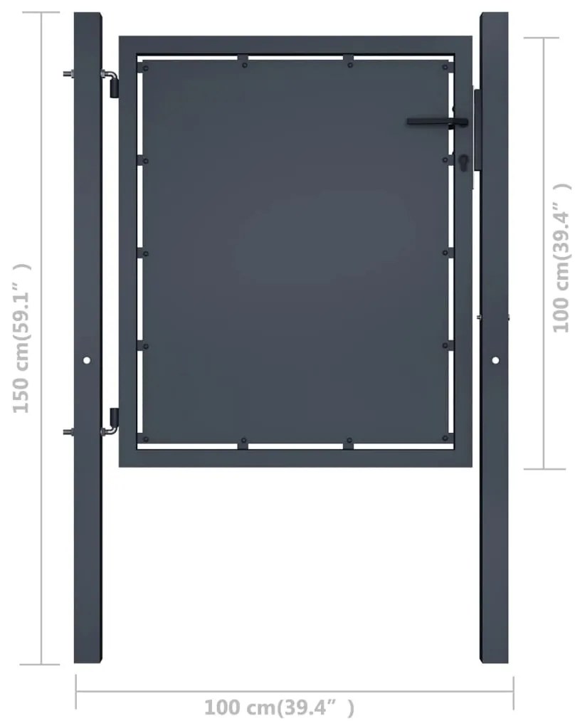 vidaXL Marketos Zahradní brána ocelová 100 x 100 cm antracitová