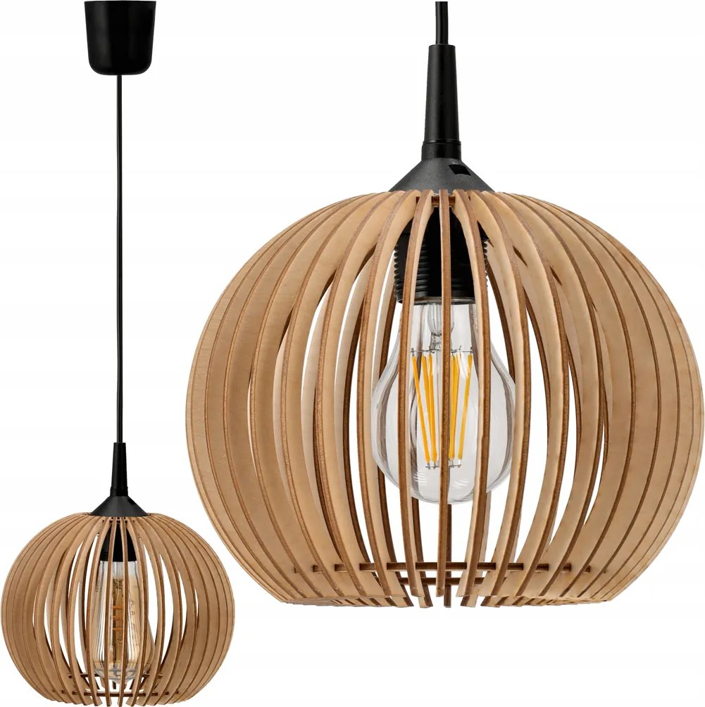 BERGE LED STROPNÍ ZÁVĚSNÉ SVÍTIDLO, DŘEVĚNÉ, 1xE27 + KLIP PRO SNADNOU MONTÁŽ