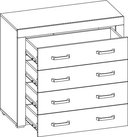 Casarredo - Komfort nábytek Komoda DENVER 4S dub kraft zlatý/vanilka