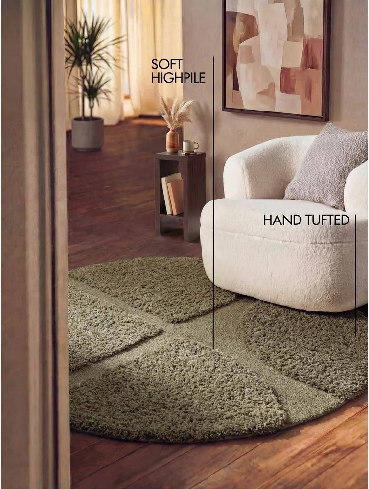 Khaki ručně tkaný kulatý koberec ø 150 cm Lambeth Jasper – Ted Baker