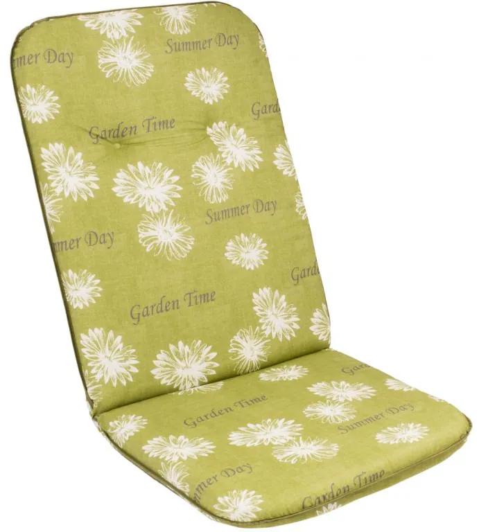 Podsedák na křeslo / židli, vysoká opěrka, zelená + potisk, 116x50 cm |  BIANO