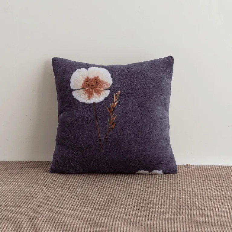 Oboustranný povlak na polštářek DUO SENSE ARVENA 45x45 cm mikroplyš/flanel, tmavě šedý
