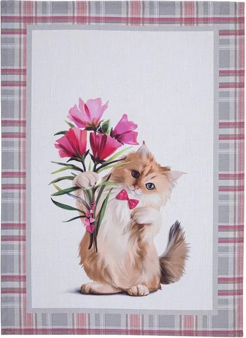 Kuchyňské utěrky KOŤÁTKA V KVĚTECH 50 x 70 cm 2 ks