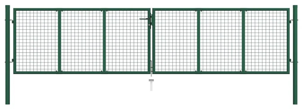 145747 vidaXL Pletivová zahradní brána ocel 400 x 75 cm zelená