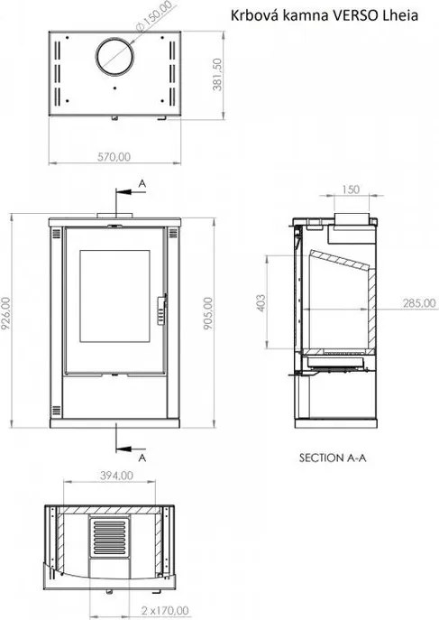 Krbová kamna VERSO LHEIA, Slonová kost
