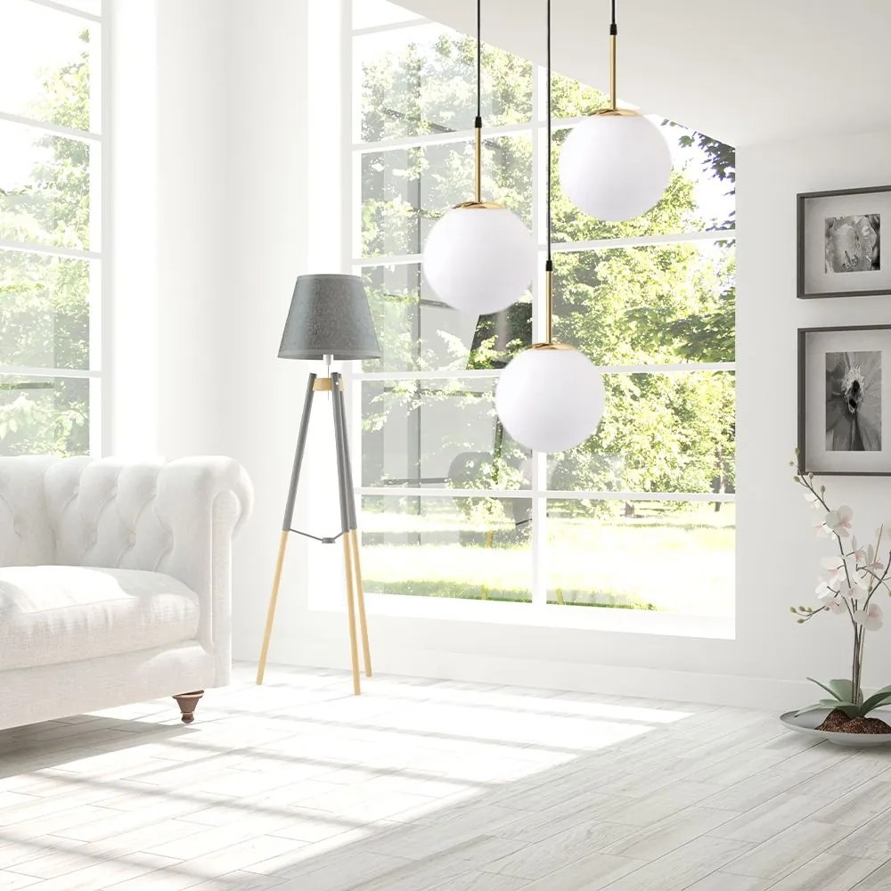 Toolight - Závěsná lampa 3xE27, zlatá-bílá, OSW-08193