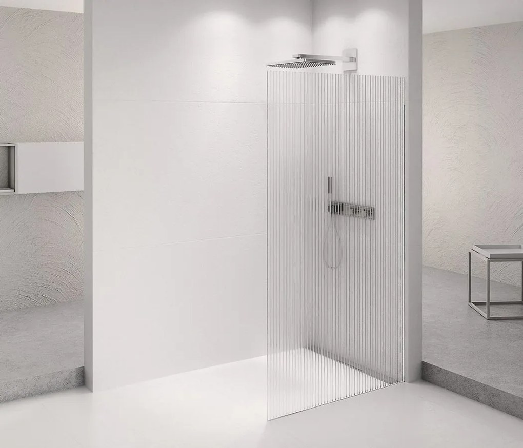 Polysan Architex Chrom walk-in sprchová zástěna 96 x 210 cm chrom sklo Flute vlnky AXC100FL