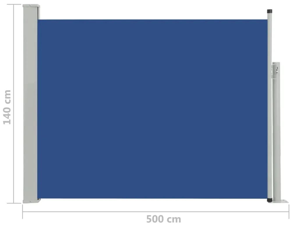 Zatahovací boční markýza/zástěna na terasu 140 x 500 cm modrá,  48396