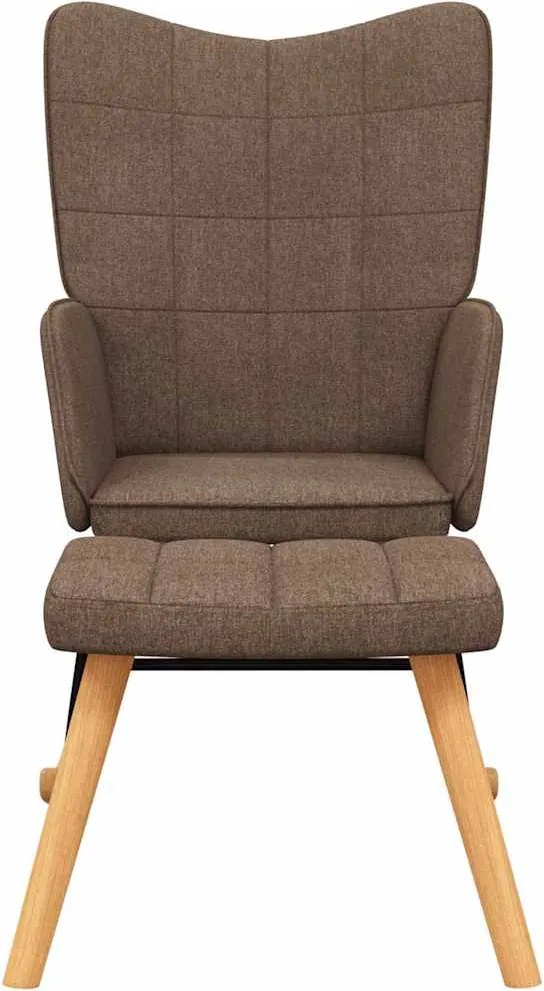 Houpací křeslo se stoličkou hnědé textil 328021