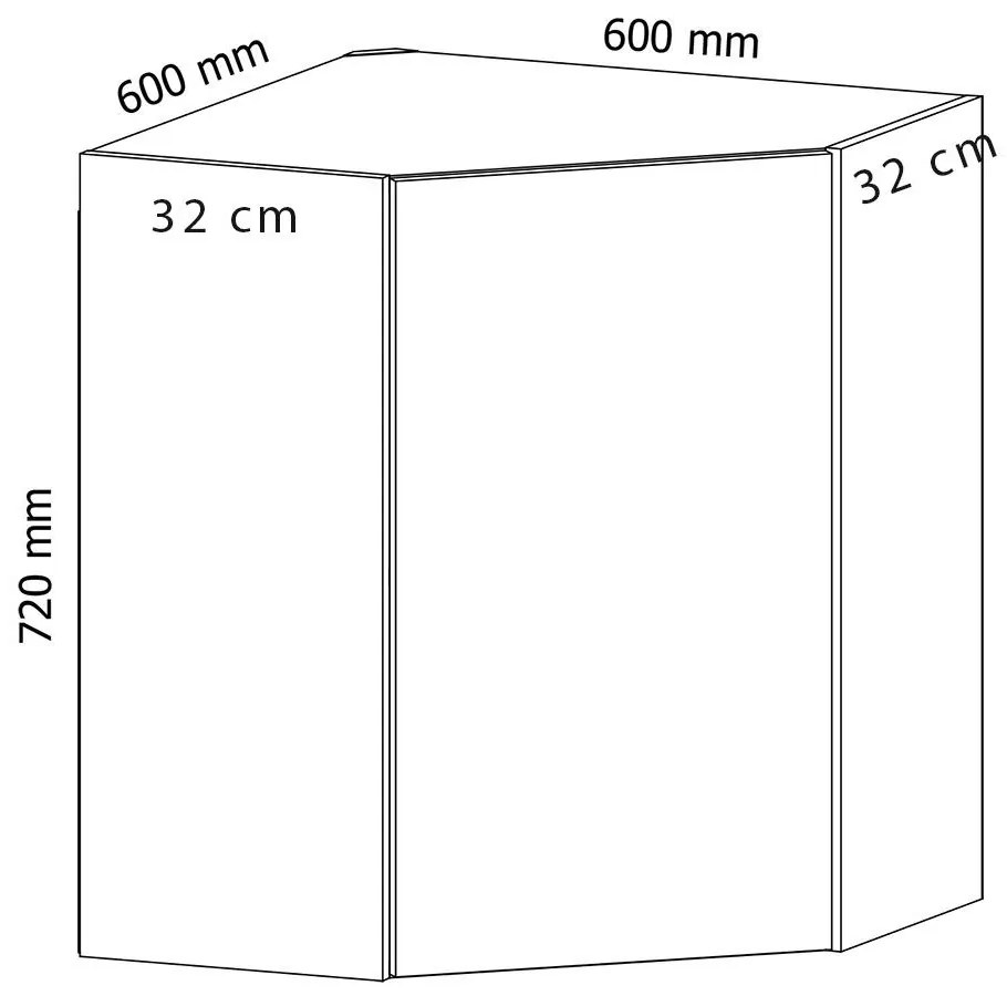 ASPEN gr | horní skříňka G60N rohová | šedá lesk