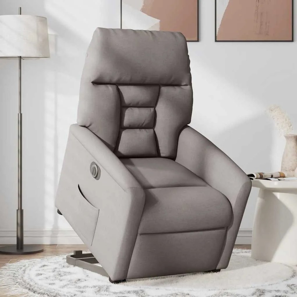 Elektrické zvedací polohovací křeslo taupe textil 3303059