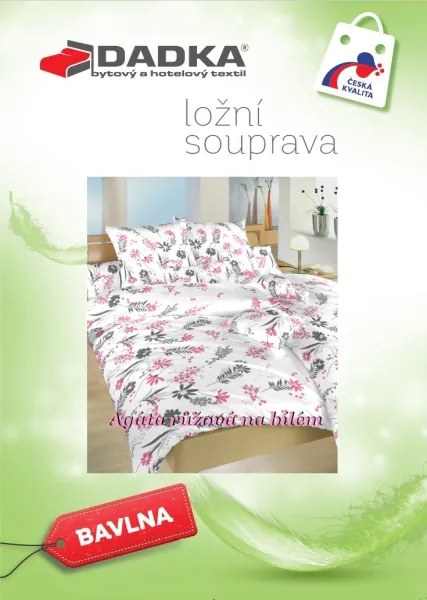 DADKA Bavlněné povlečení Agáta růžové na bílém podkladu 140x200, 70x90 cm