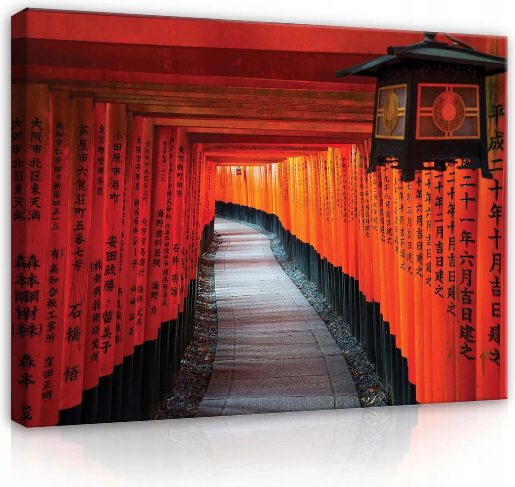 Obraz 80x60 Červená brána Torii tunel Japonsko Fushimi Inari cesta