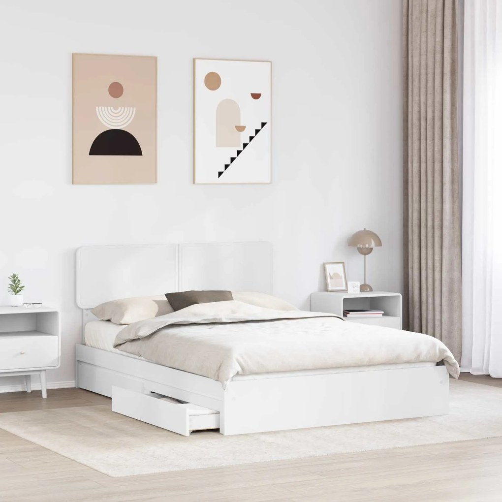 Postel s úložným prostorem Bílá 140 x 200 cm Kompozitní dřevo 3412269