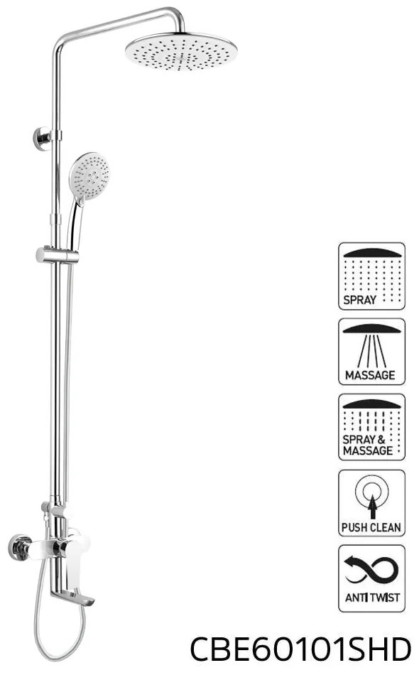 Mereo sprchová souprava nástěnná baterie Dita 150 mm hlavová sprcha bez příslušenství bílá CBE60101SHD
