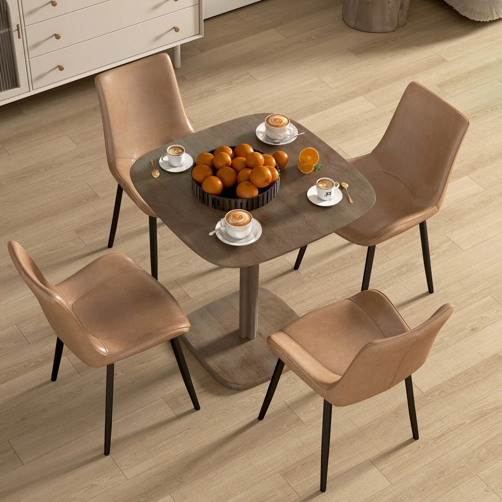 HOMCOM Jídelní stůl pro 4 osoby moderní design kuchyňský stůl s dřevěným povrchem, 70 x 70 cm, hnědý