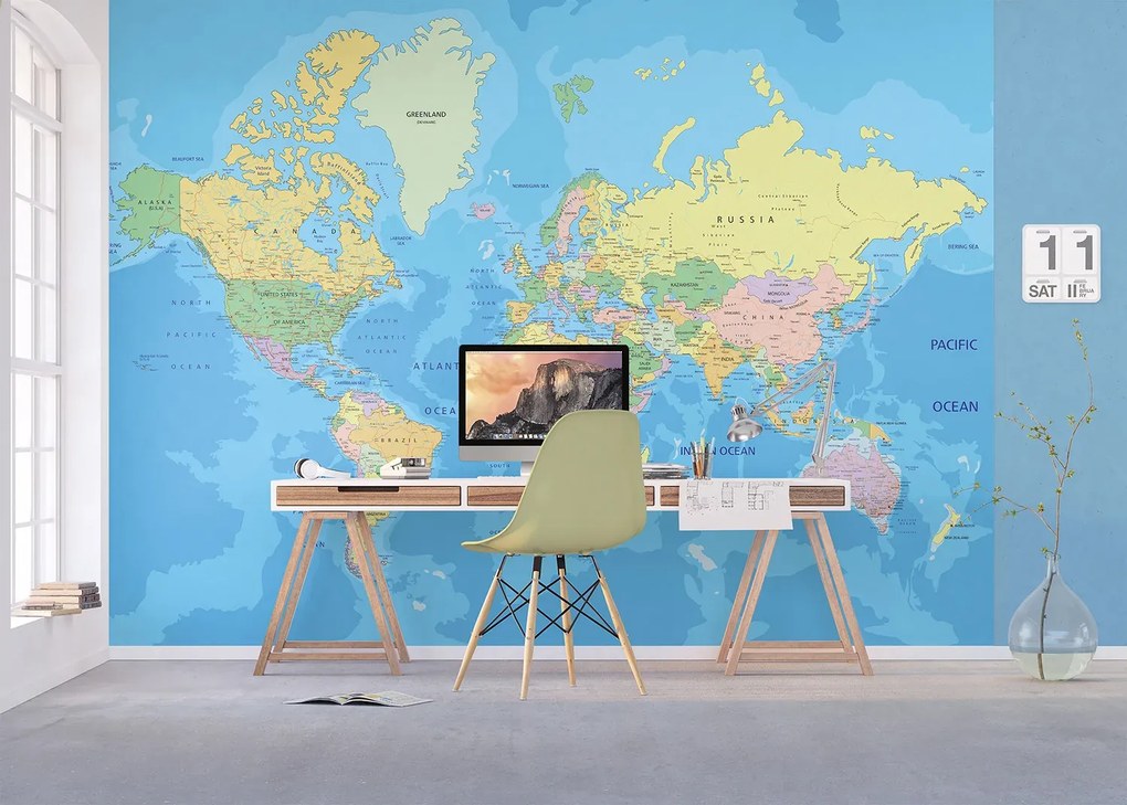 Fototapeta na míru Politická Mapa Světa | Vliesová fototapeta na zed' | DFTNXXL2495