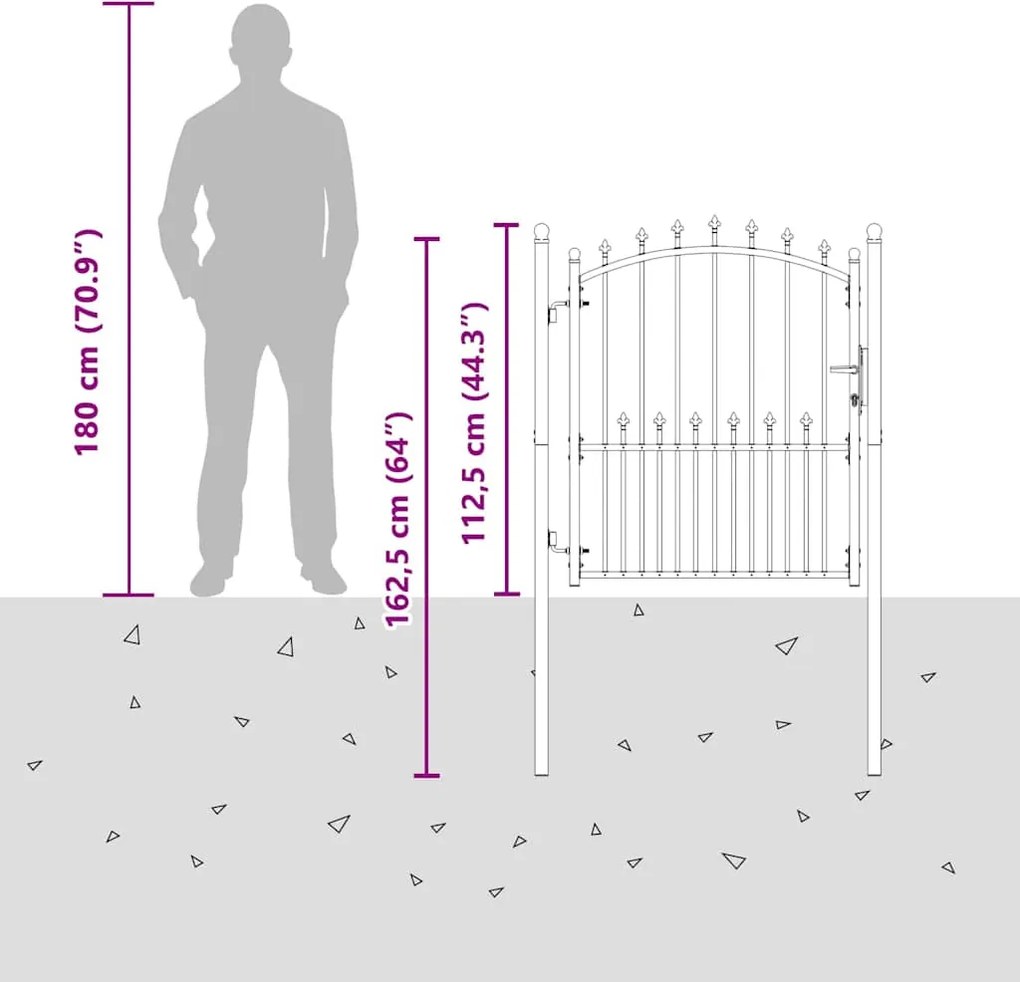 vidaXL Marketos Plotová branka EMMEN s hroty ocelová 104 x 109,5 cm zelená