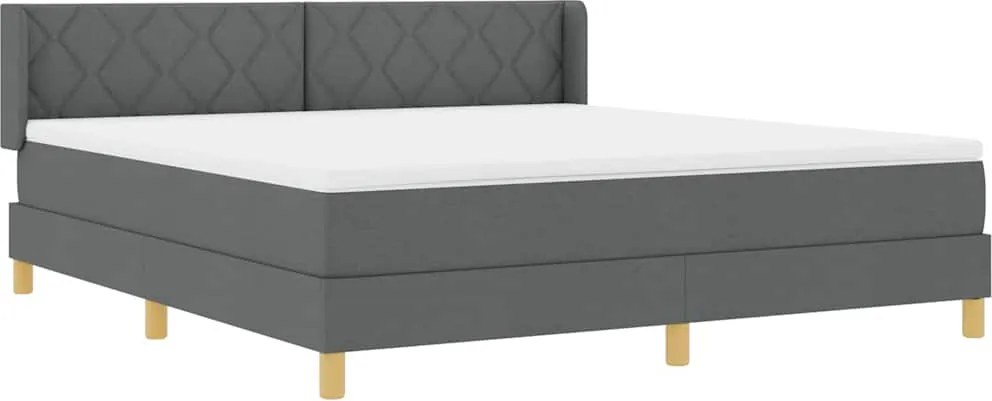 Postel s boxspringem s čelo Tmavě šedá 200 x 180 cm textil 3341371