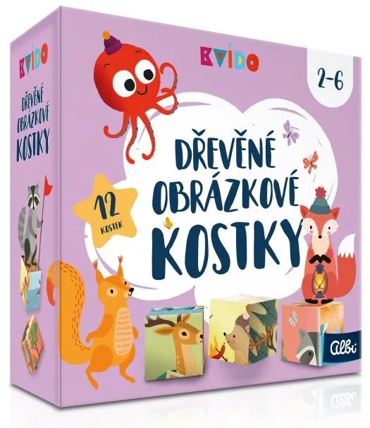 Albi Dřevěné obrázkové kostky Kvído