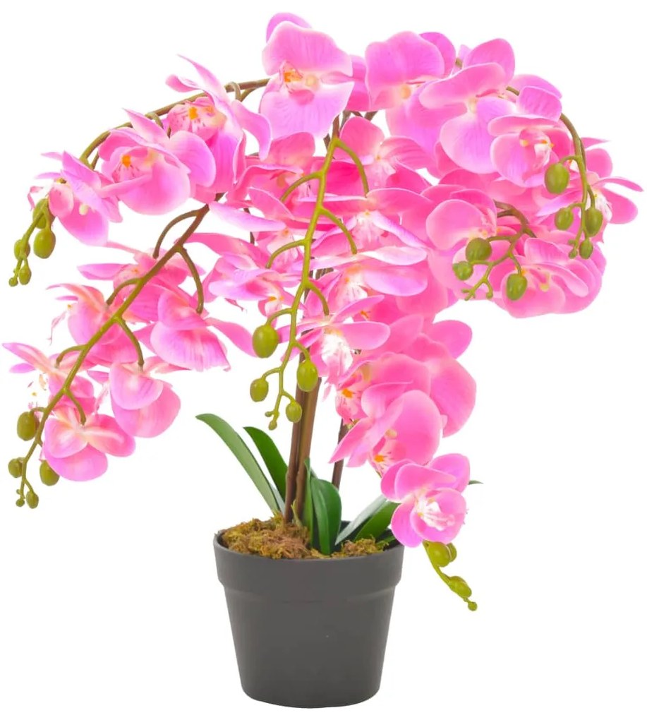 280166 vidaXL Umělá rostlina orchidej s květináčem růžová 60 cm