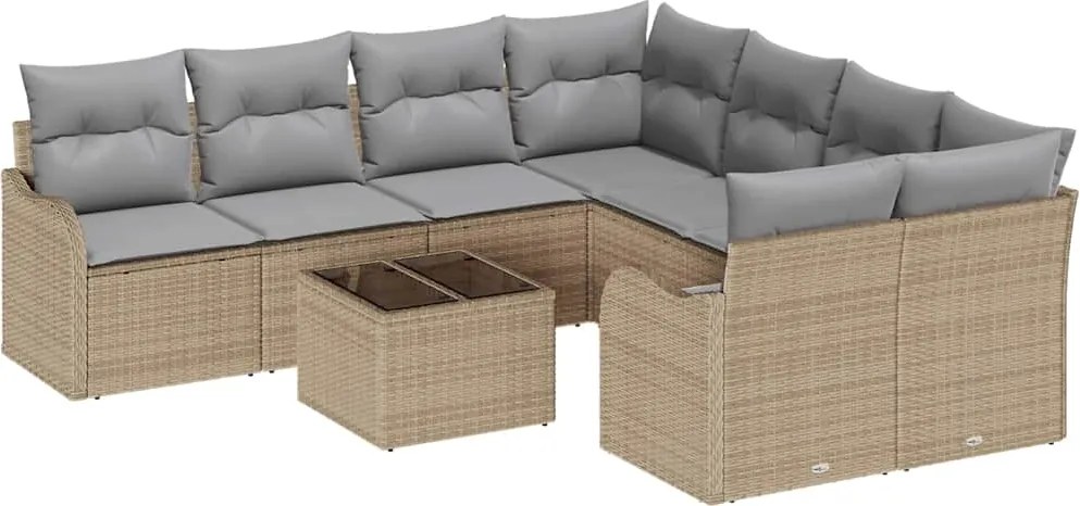 Sada zahradních pohovek 9 ks 8-Počet míst Beige a šedá 3354309