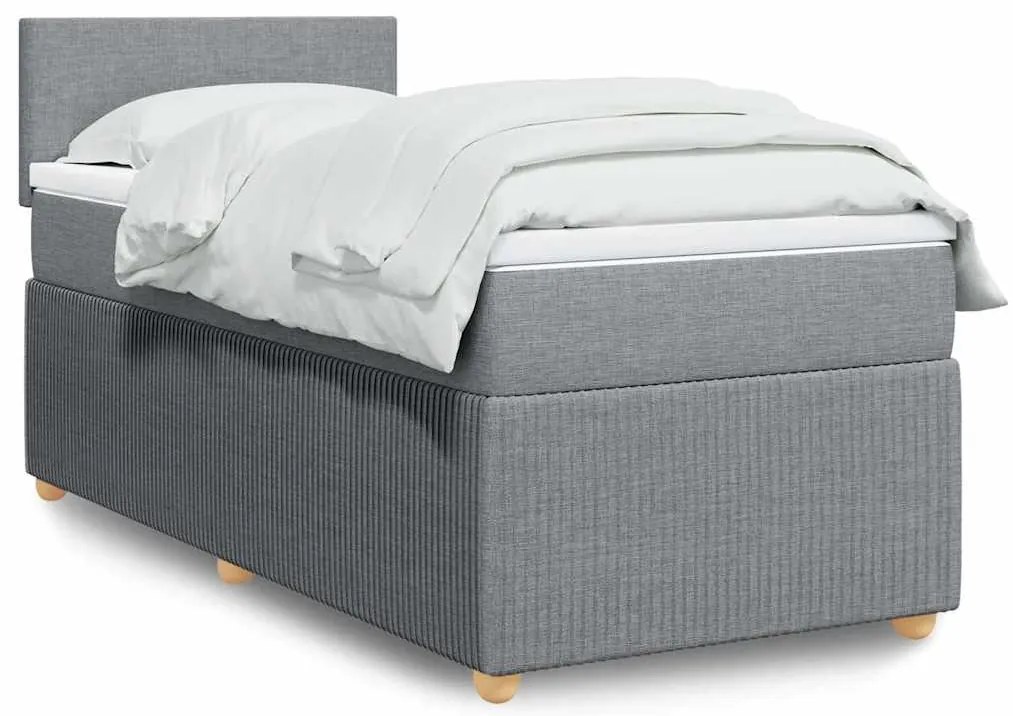 Box spring postel s matrací světle šedá 90x190 cm textil 3289604