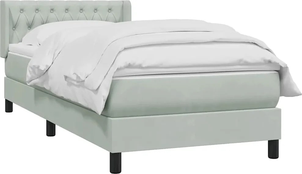 Box Spring Postel s matrací Světle šedá 90x220 cm Samet 3318393