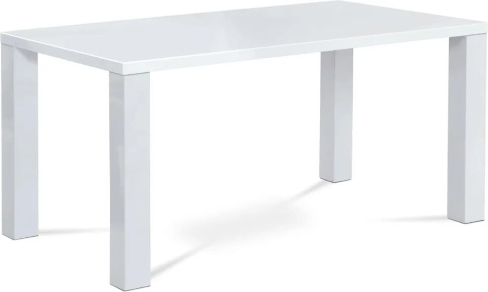 Jídelní stůl 120x80x76 cm, vysoký lesk – deska pro čtyři osoby bílá