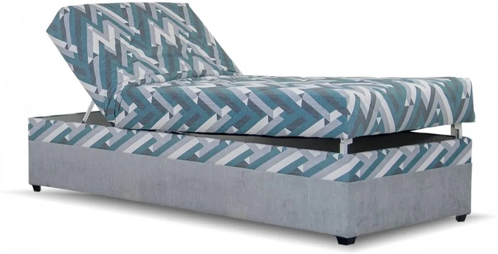 Čalouněná postel s úložným prostorem EVELÍNA, 90x200, modrá BLANÁŘ