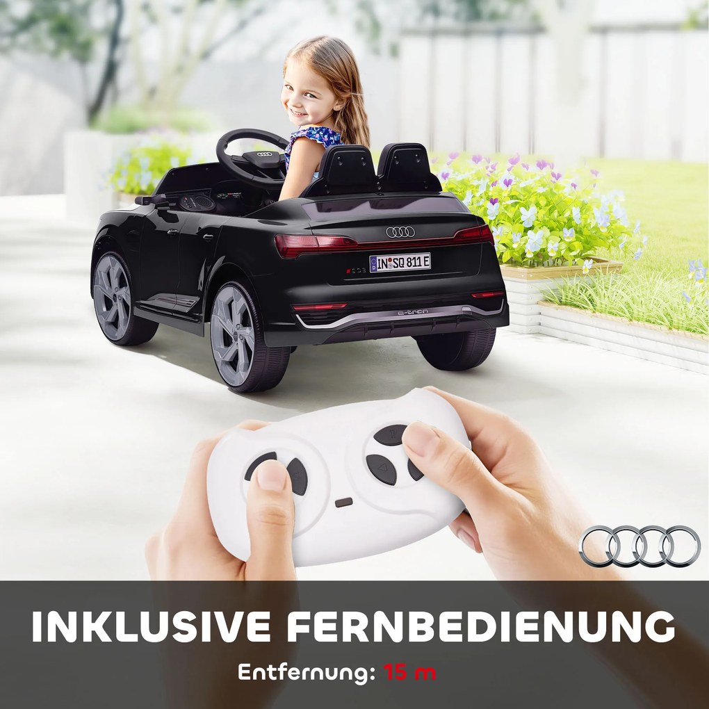 AIYAPLAY Elektrické auto pro děti od 3 let Audi Q8 Etron Sportback 12V s dálkovým ovládáním, pružným odpružením kol, jasnými světly, klaksonem a hudb…