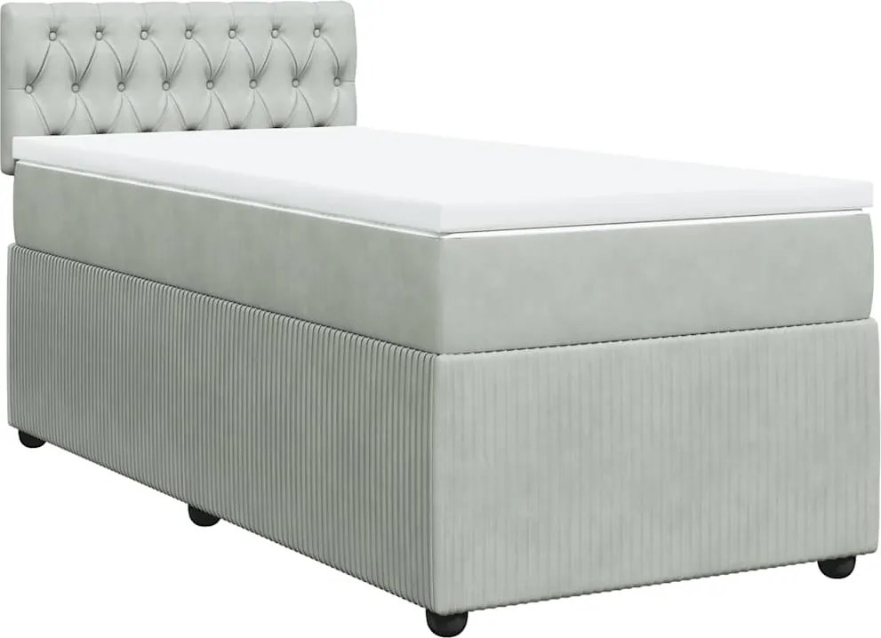 Box spring postel s matrací světle šedá 90x190 cm samet 3289920