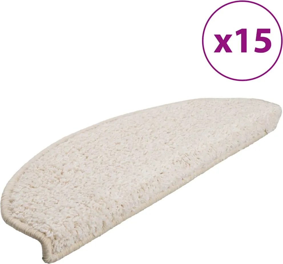 Schodové rohože 15 ks 65 x 21 x 4 cm bílé, půlkulaté, velké 133906