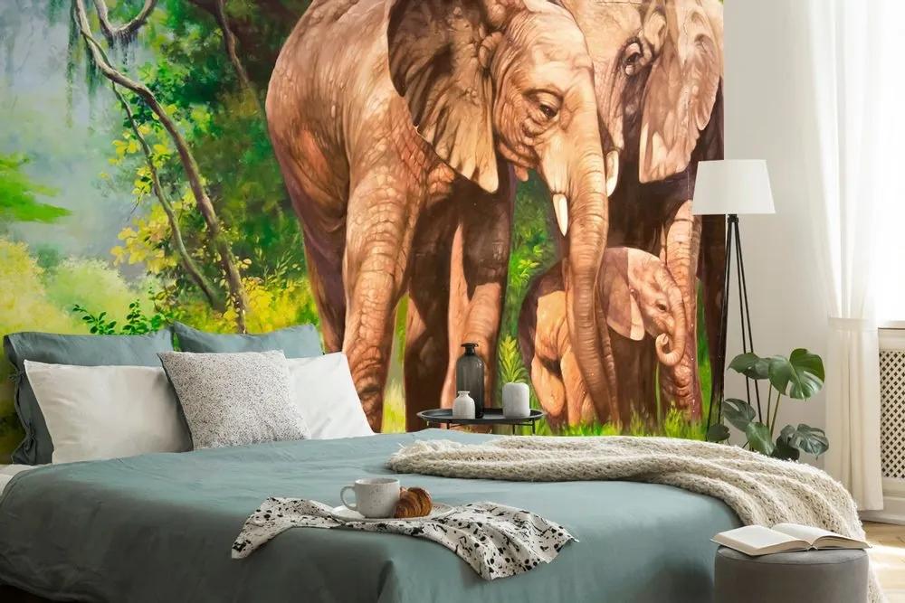 Tapeta sloní rodinka - 150x100 cm